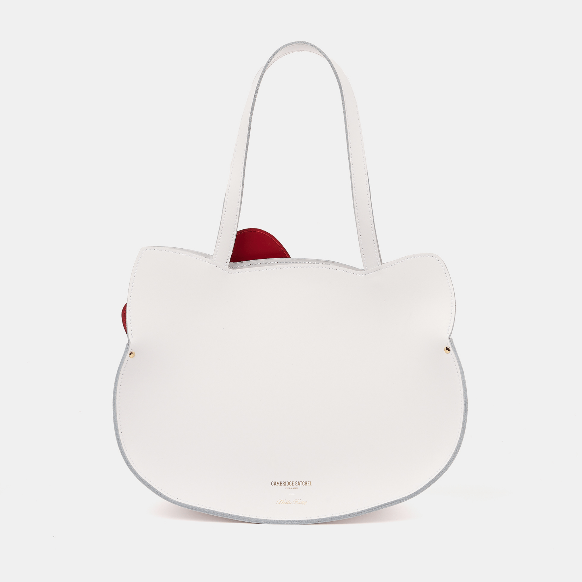 Hello Kitty Face Leather Tote Bag In White | Cambridge Satchel